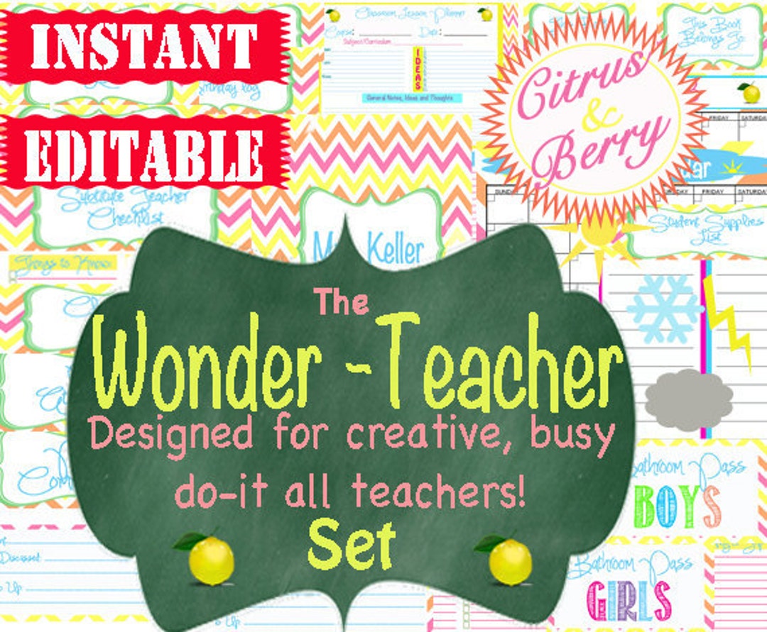 50% OFF! Teacher Planner Pack - Citrus and Berry - Teacher Printables ...