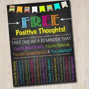 School Counselor Door Sign, Positive Thoughts Tear off Flyer, Classroom ...