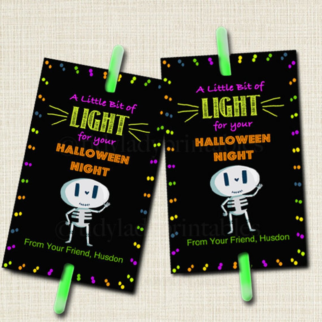 EDITABLE Glow Stick Favor Tags, Glow Stick Labels, Printable Trick or ...
