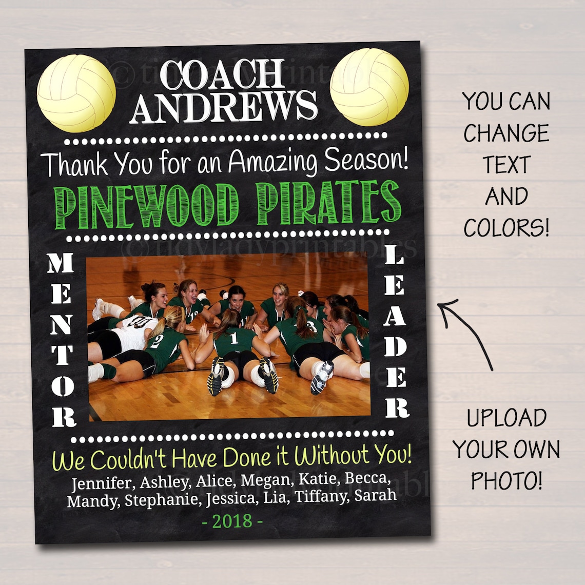 EDITABLE Volleyball Coach Gift Coach Award Team Gift End of - Etsy