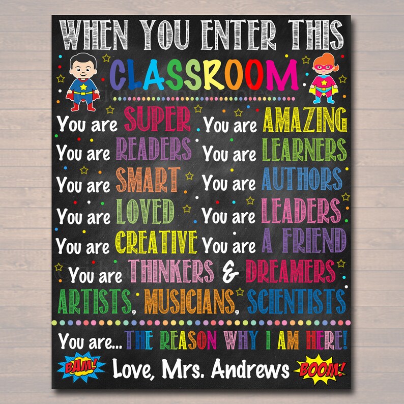 Personalized Printable Superhero Classroom Poster Decor, Teacher ...