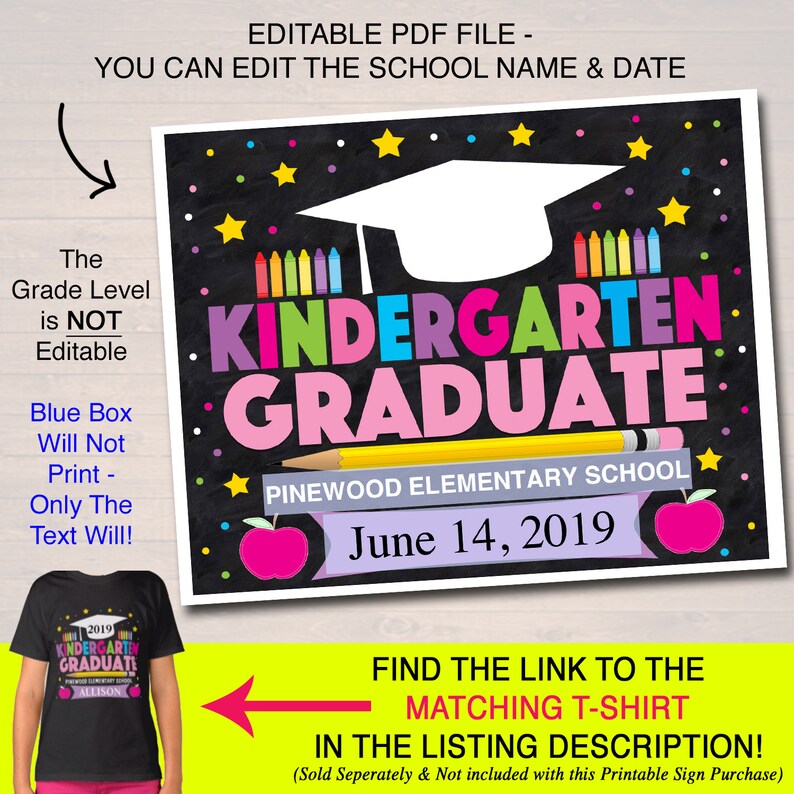 EDITABLE DATE Kindergarten Graduation Photo Prop Last Day End - Etsy