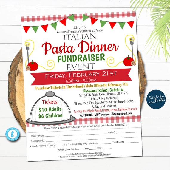 EDITABLE Spaghetti Dinner Fundraiser Flyer, pto pta, Church Community ...