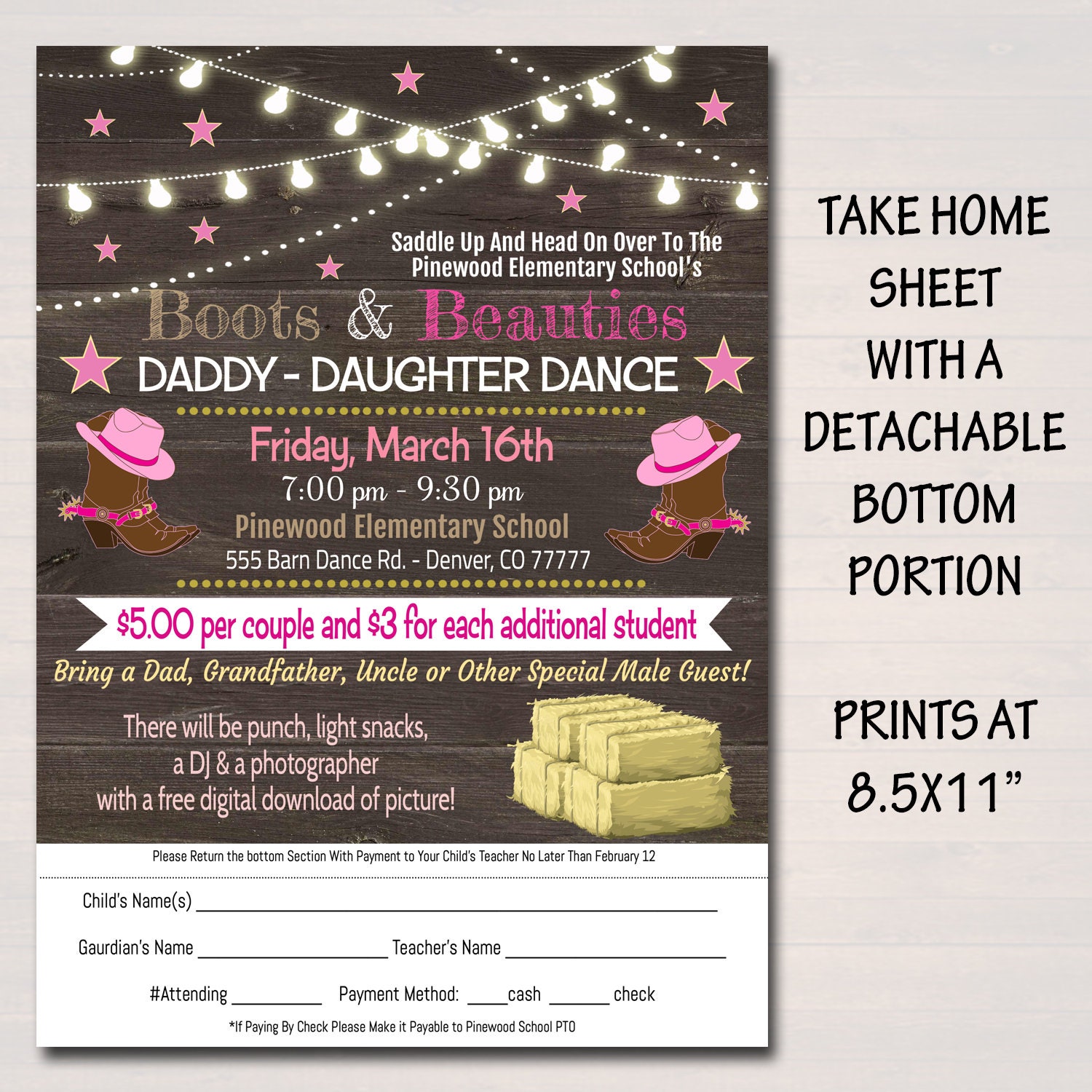 EDITABLE Daddy Daughter Barn Dance Set School Dance Flyer - Etsy