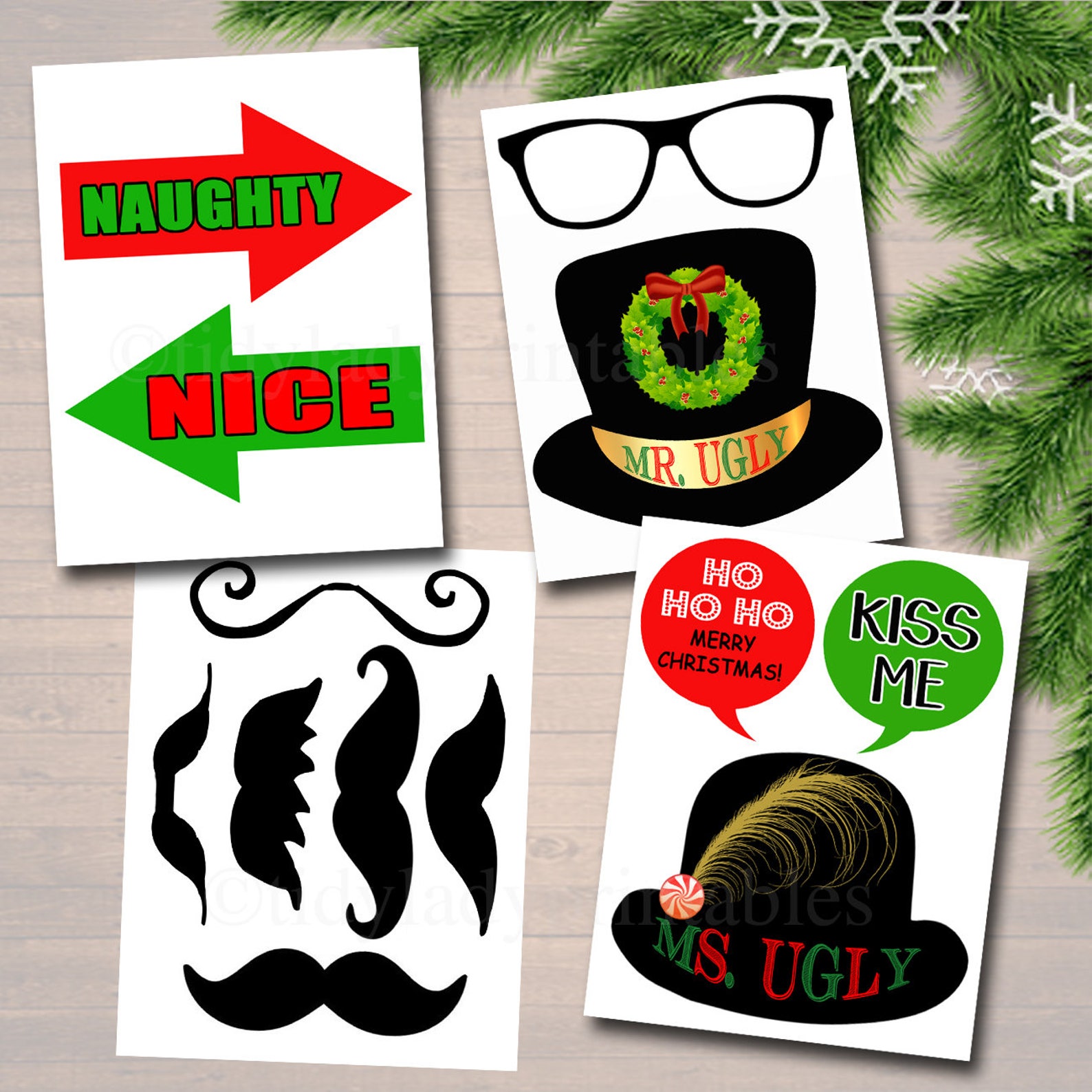 Printable Ugly Sweater Photo Booth Props Selfie Station Grab - Etsy
