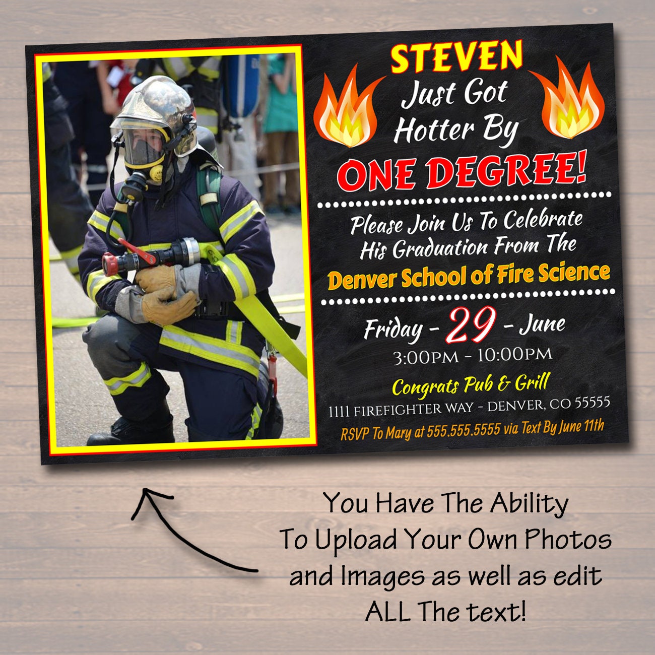 Firefighter Graduation Invitation: Chalkboard Style (digital Download ...