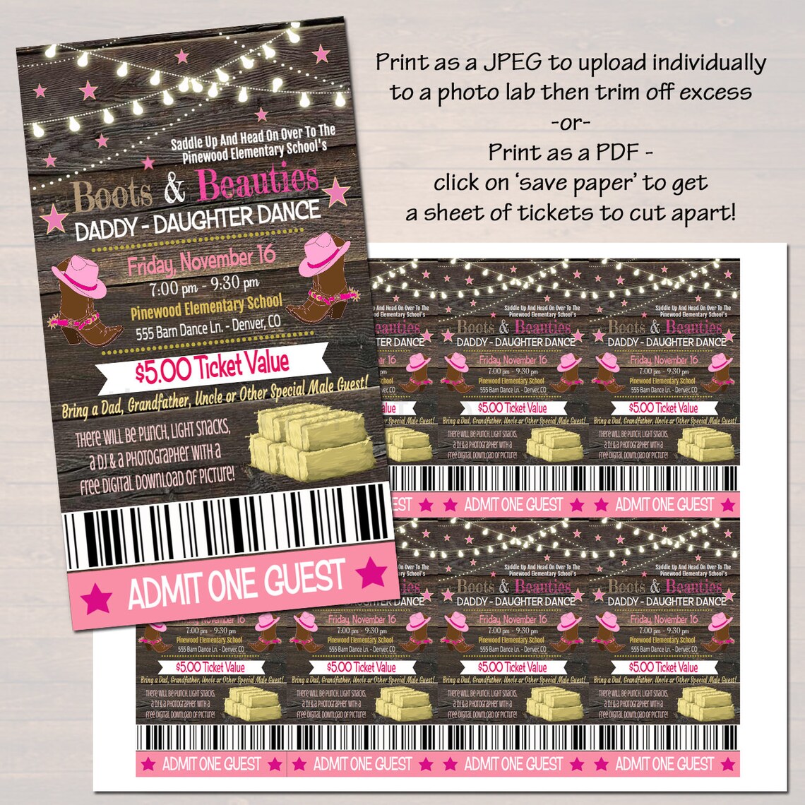 EDITABLE Daddy Daughter Barn Dance Set School Dance Flyer - Etsy