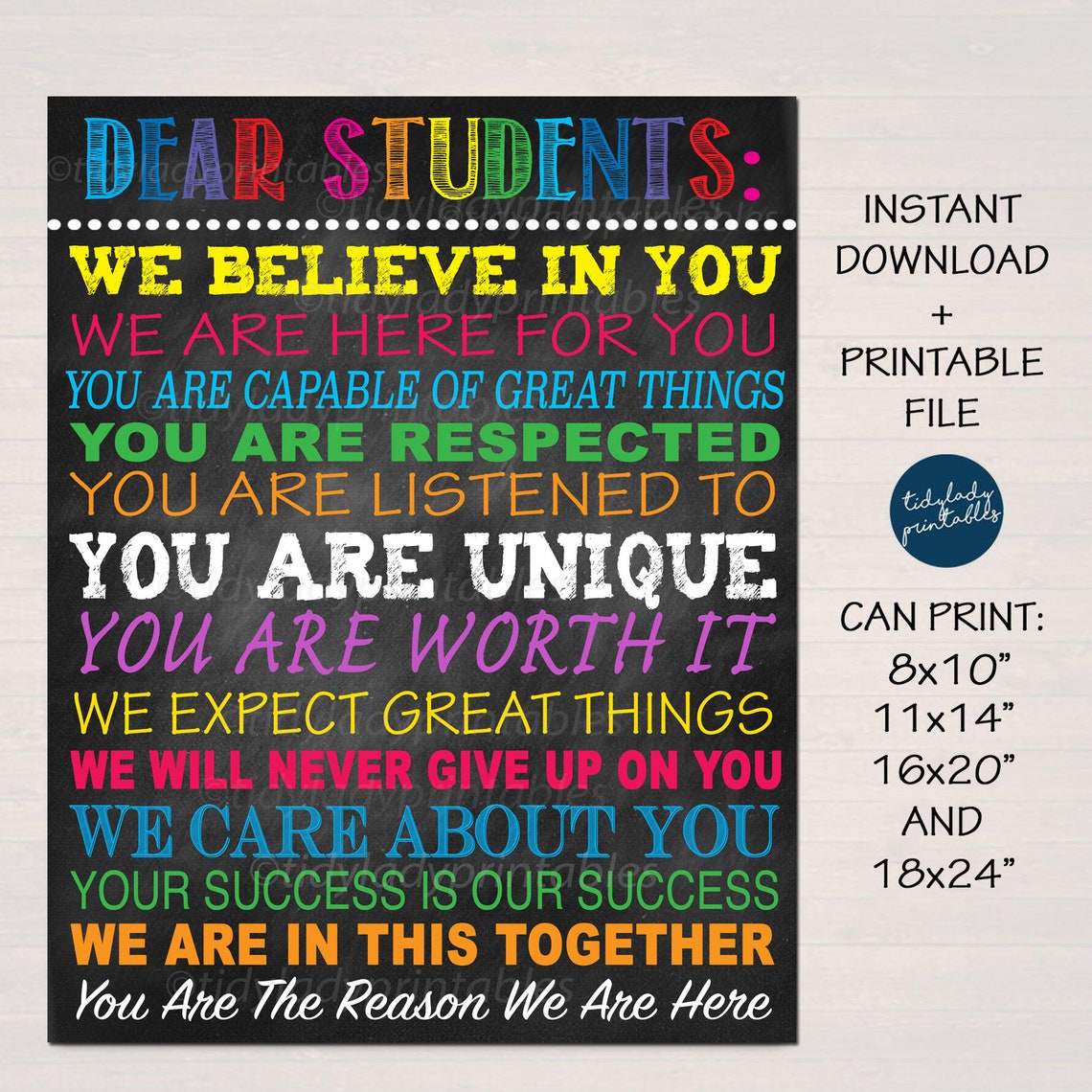 Dear Students Classroom Poster: Teacher, Counselor, Principal Office ...