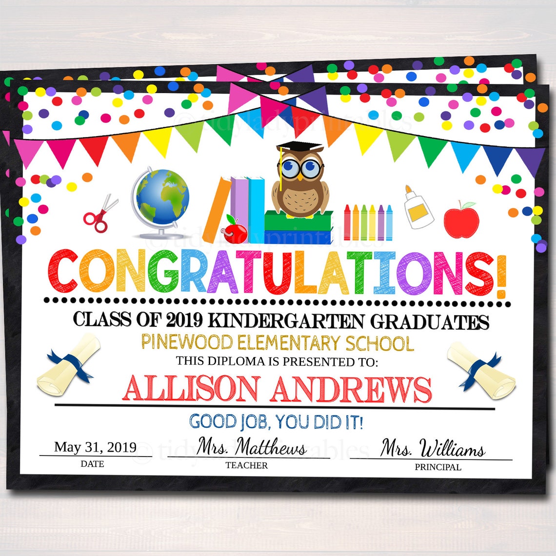 EDITABLE Graduation Certificate ANY GRADE Printable Diploma - Etsy
