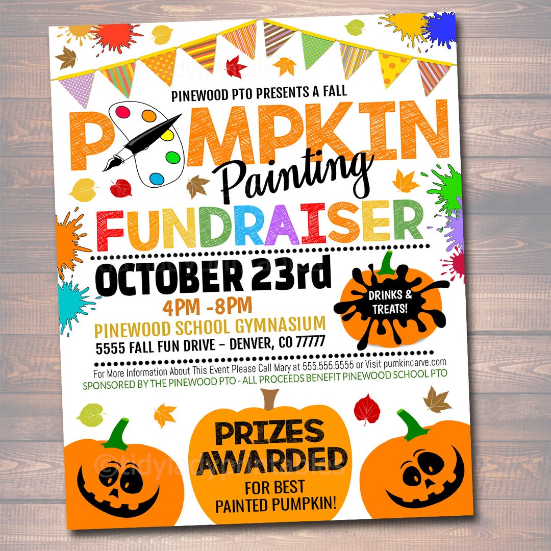 Pumpkin Painting Fundraiser Flyer: Editable Halloween Event Poster ...