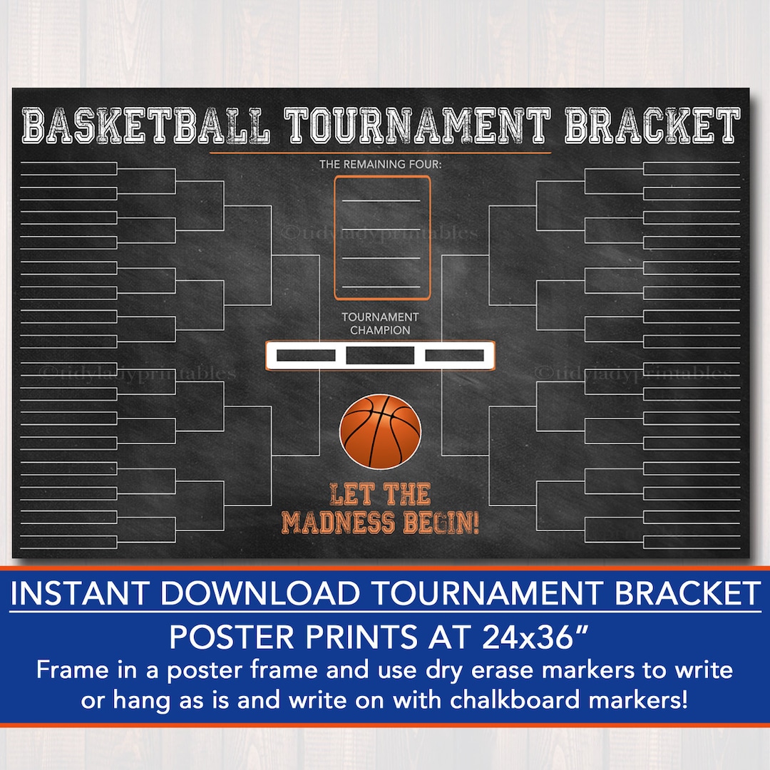 Basketball Tournament Bracket, INSTANT DOWNLOAD, Basketball Poster ...