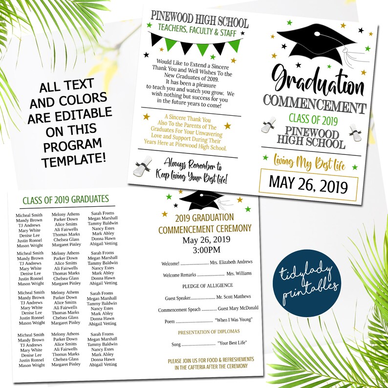 Editable Graduation Ceremony Program Template (digital Download) - Etsy