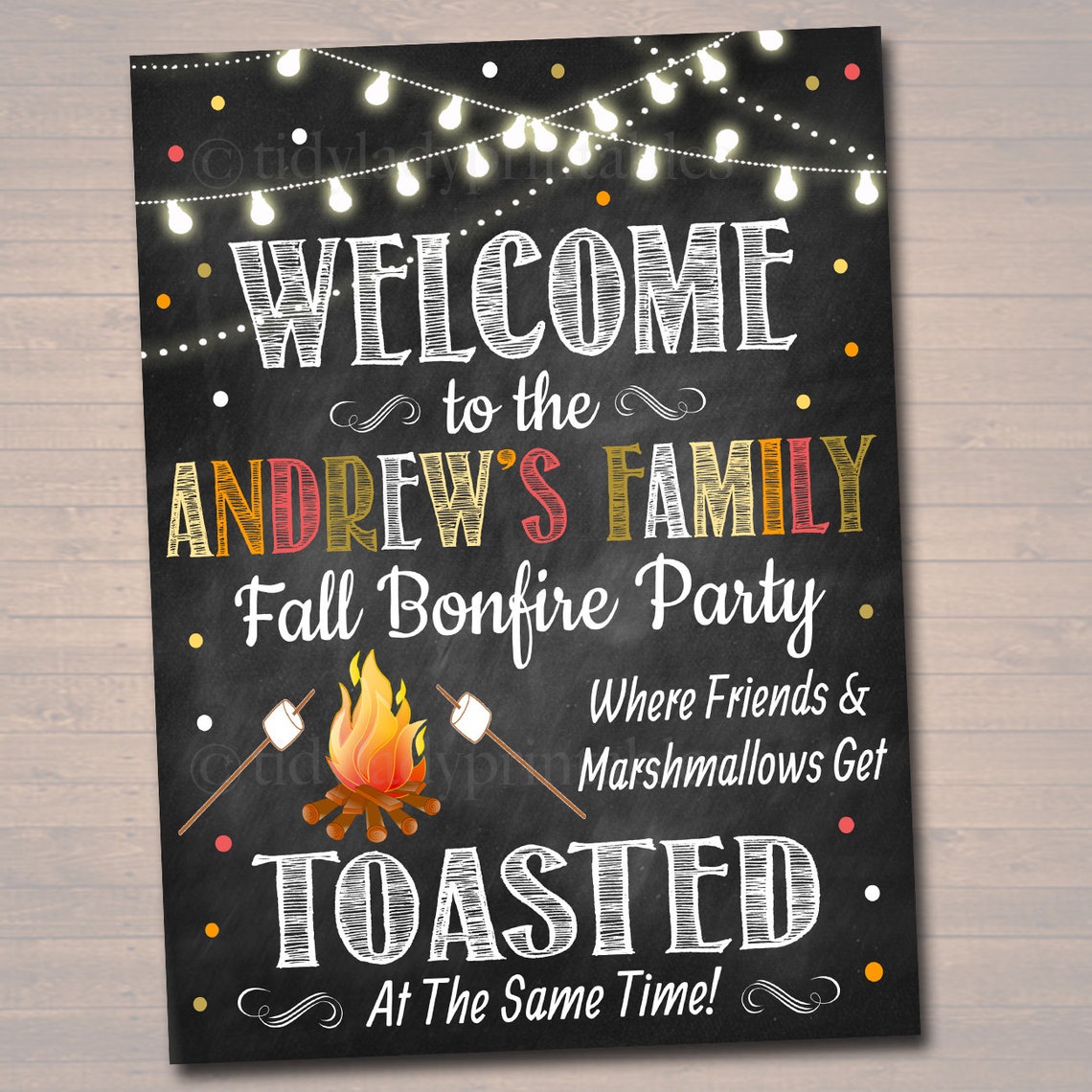 EDITABLE Personalized S'mores Bonfire Party Sign Fall | Etsy