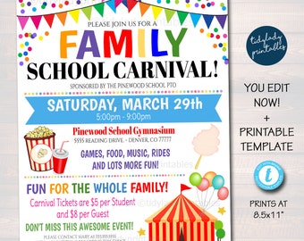 EDITABLE Carnival Flyer Printable PTA PTO Flyer School - Etsy