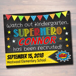 EDITABLE Superhero Back to School Photo Prop Back School Chalkboard ...