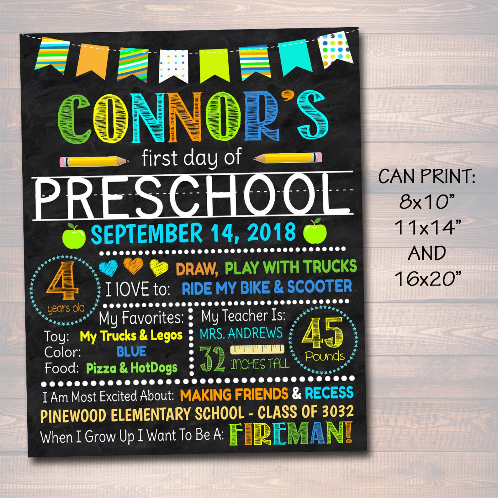 First Day of School Sign Back to School Chalkboard Poster - Etsy