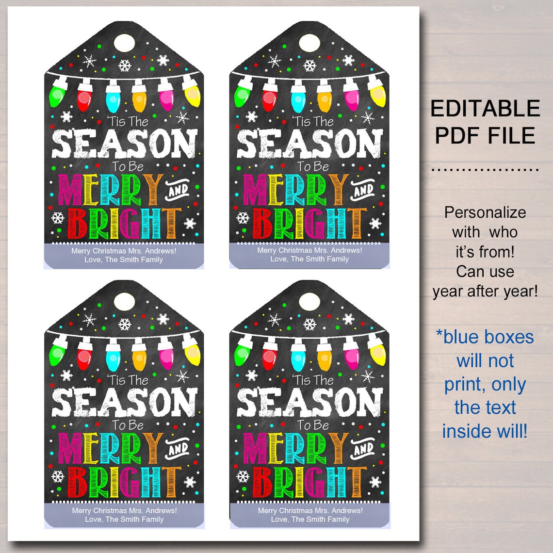 Christmas Gift Tags Tis the Season to Be Merry and Bright - Etsy