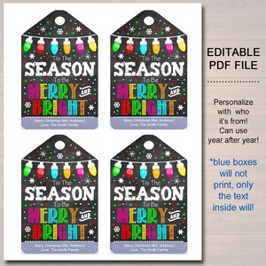 Christmas Gift Tags, Tis the Season to Be Merry and Bright Printable ...