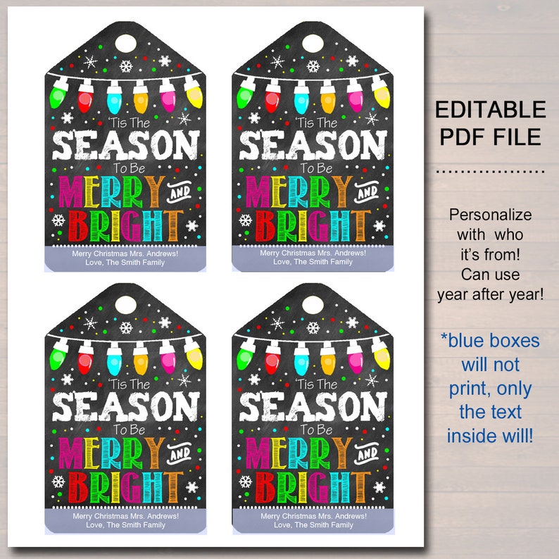 Christmas Gift Tags Tis the Season to Be Merry and Bright | Etsy