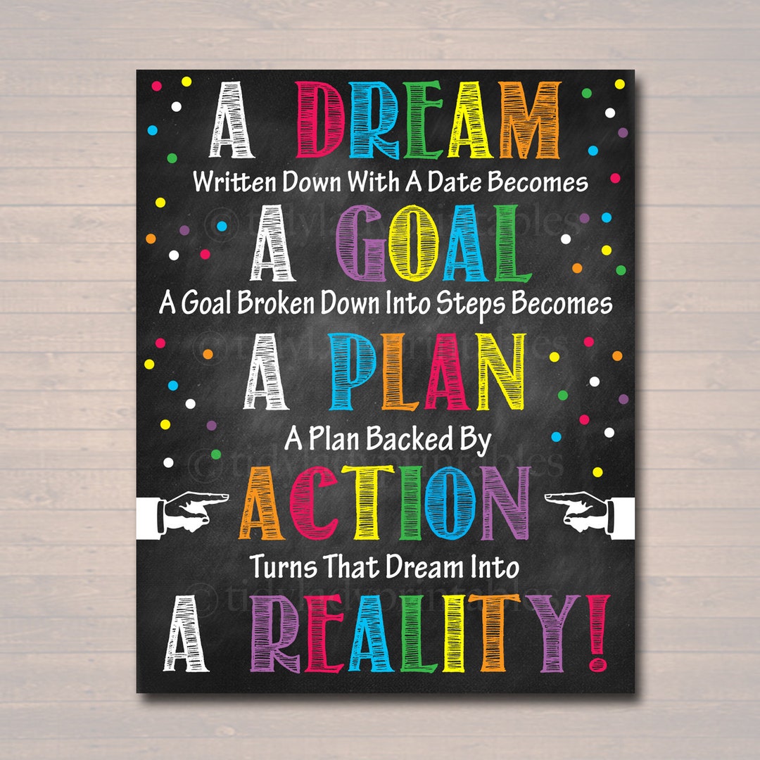 Dreams Goals Poster: Chalkboard Classroom Decor (digital Download) - Etsy