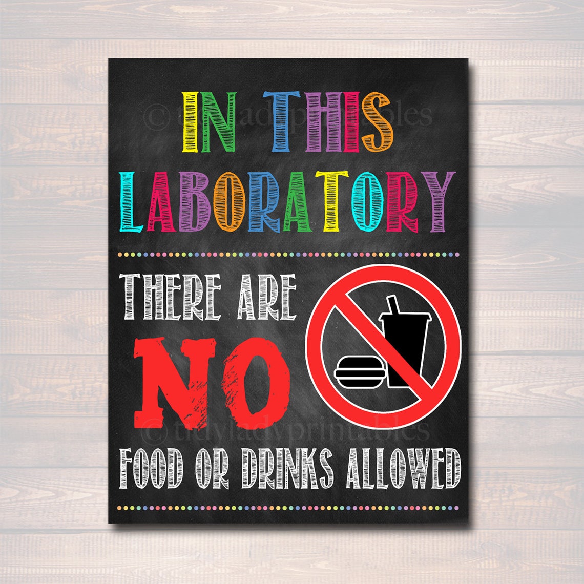 No Food or Drinks Allowed Laboratory Poster: Science Classroom Decor ...