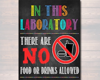 No Food or Drinks Allowed School Poster, Laboratory Poster, Science ...