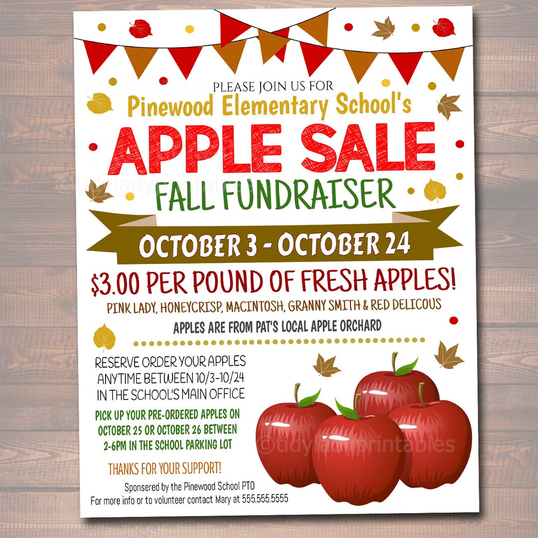 EDITABLE Apple Sale Fundraiser Flyer/poster Printable Invitation ...