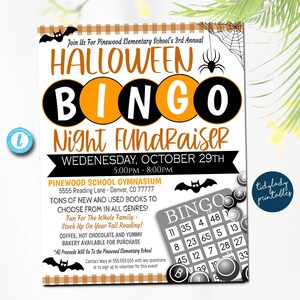 EDITABLE Hallowen Bingo Night Flyer, Printable Halloween Invitation ...