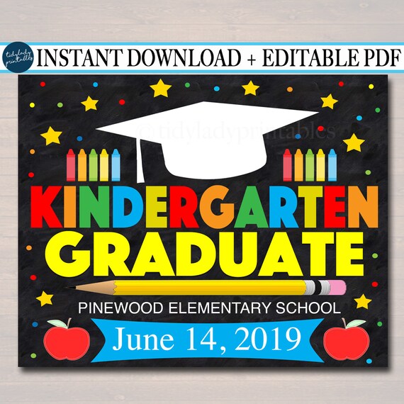 EDITABLE DATE Kindergarten Graduation Photo Prop, Last Day End of ...