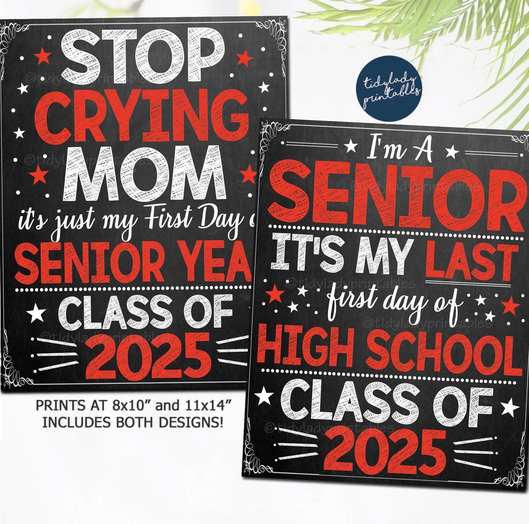 First Day of Senior Year Sign First Day of 12th Grade Sign Class of ...