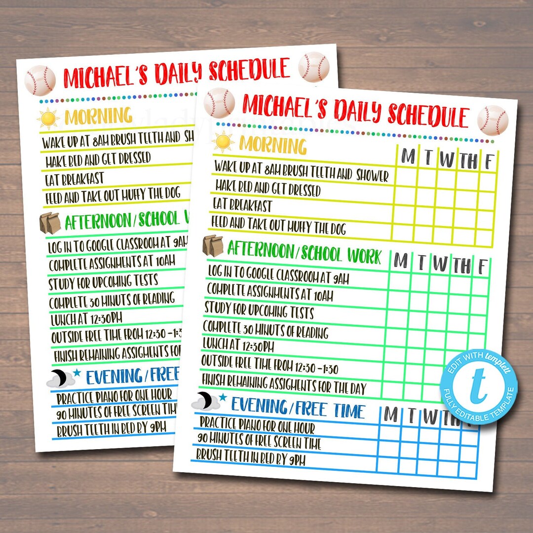 Home School Schedule, Daily Weekly Subject Checklist, Homework ...