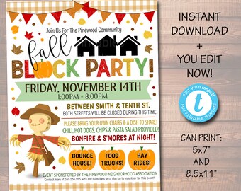 EDITABLE Fall Harvest Block Party Flyer Template Red Truck - Etsy