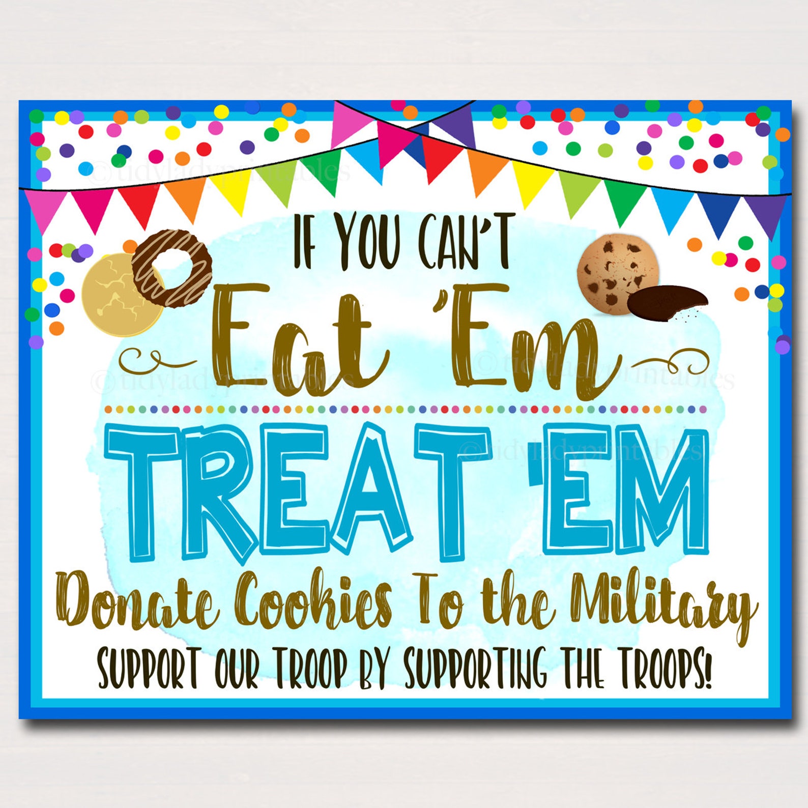 Cookie Booth Sign Set Donate Cookies to Military Troops Stop - Etsy