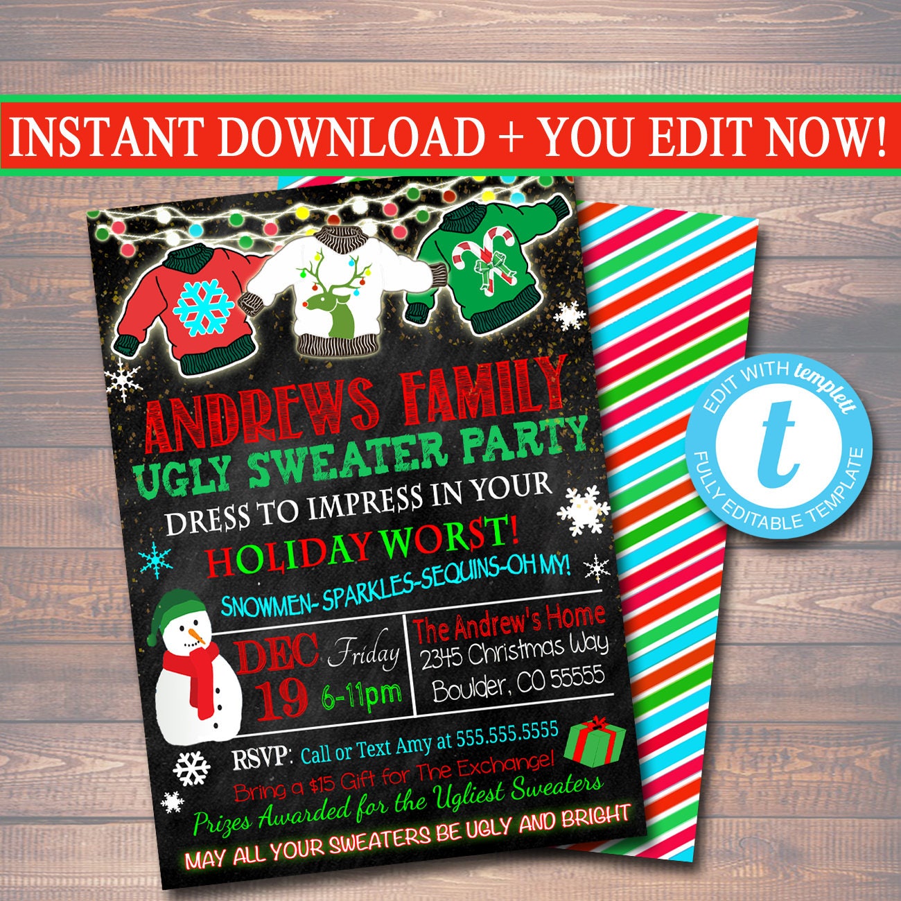 Paper & Party Supplies Who wore it worst? Christmas Party Invite DIY ...