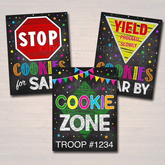 Cookie Booth Sign, Stop Cookies Sold Here, Printable Cookie Drop Banner ...