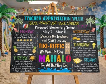 Hawaiian Teacher Appreciation Week Itinerary Printable | Tropical Luau ...