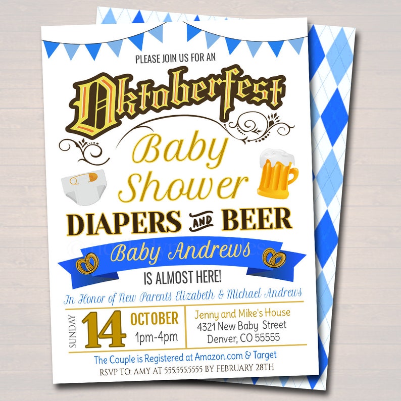 Oktoberfest Baby Shower Invite German Theme Daddy Diapers and - Etsy