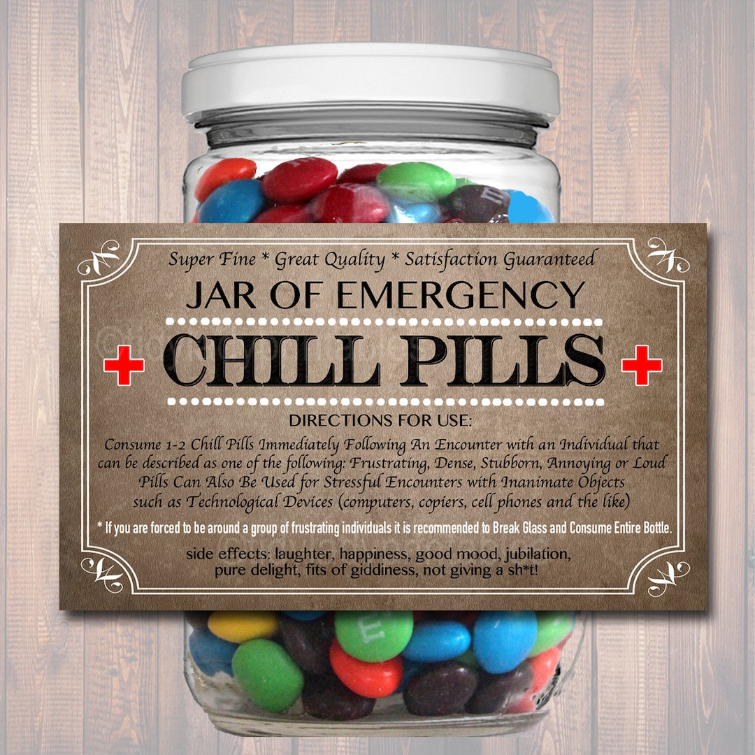 Chill Pills Label, Funny Nurse Gag Gift Professional Office Christmas ...