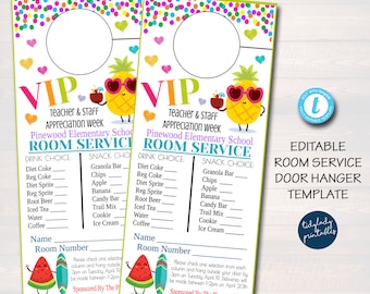 Teacher VIP Room Service Door Hanger Printable Staff and Teacher ...