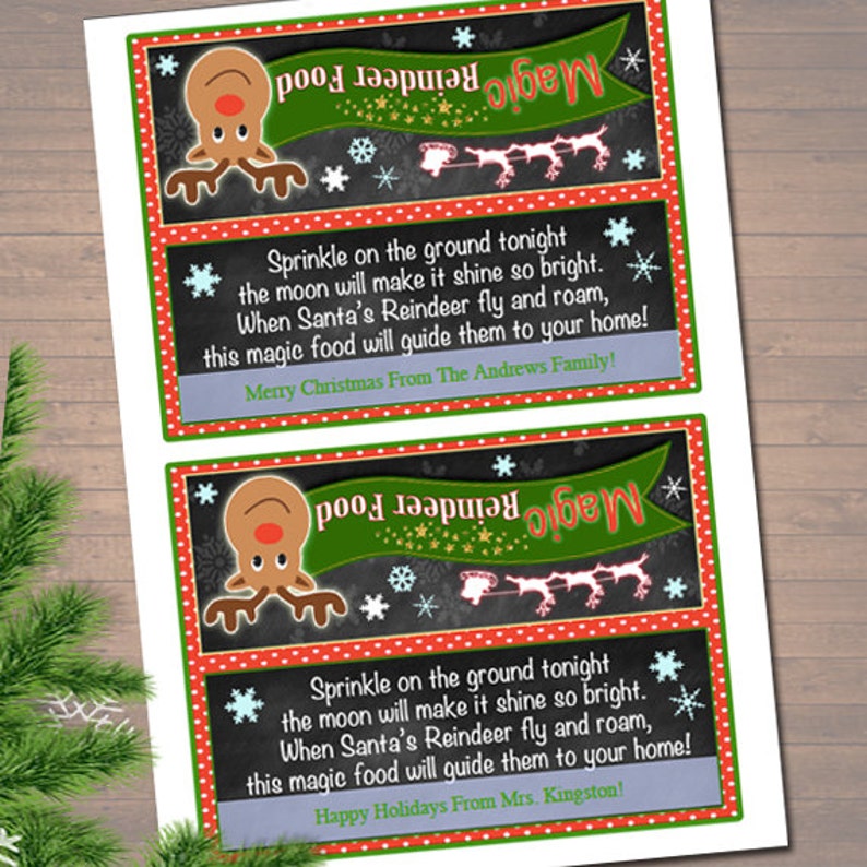 Editable Magic Reindeer Food Bag Toppers: Christmas Eve (instant ...