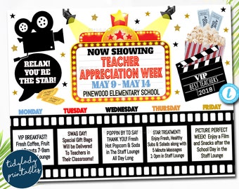 Hollywood Teacher Appreciation Staff Invitation Newsletter, Printable ...