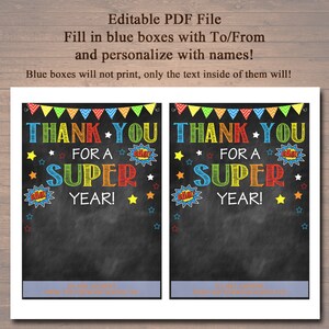 EDITABLE Teacher Gift, End of School Year Superhero Gift Card Holder ...