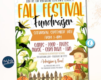 EDITABLE / Fall Harvest Flyer / Poster Pumpkins Halloween Invitation ...