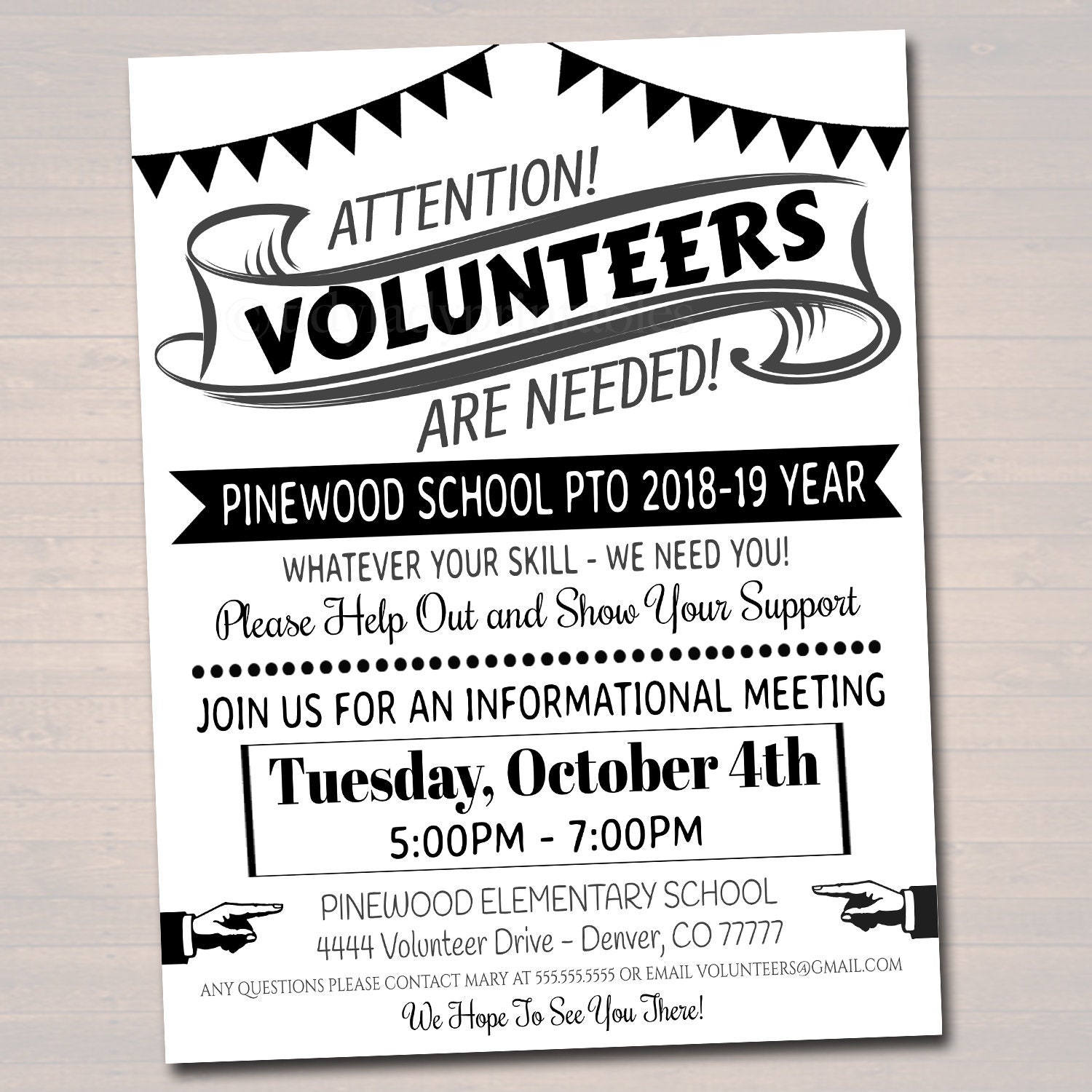 EDITABLE Volunteer Recruitment Flyer Printable Handout - Etsy