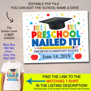 EDITABLE DATE Preschool Graduation Photo Prop, Last Day End of School ...