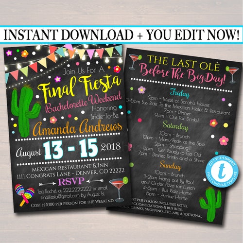 Final Fiesta Bachelorette Party Invitation Final Fiesta | Etsy
