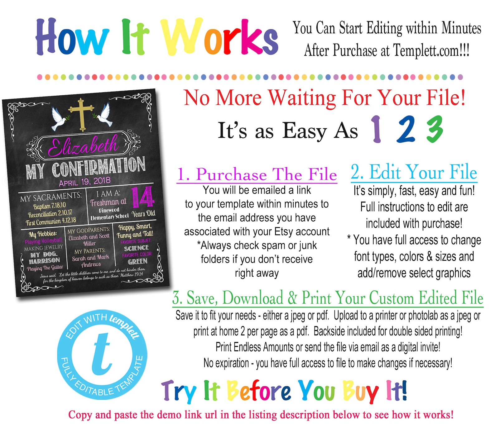 EDITABLE Confirmation Chalkboard Poster Religous Christian - Etsy