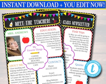 EDITABLE Meet the Teacher, Teacher Newsletter, Event Newsletter, Parent ...