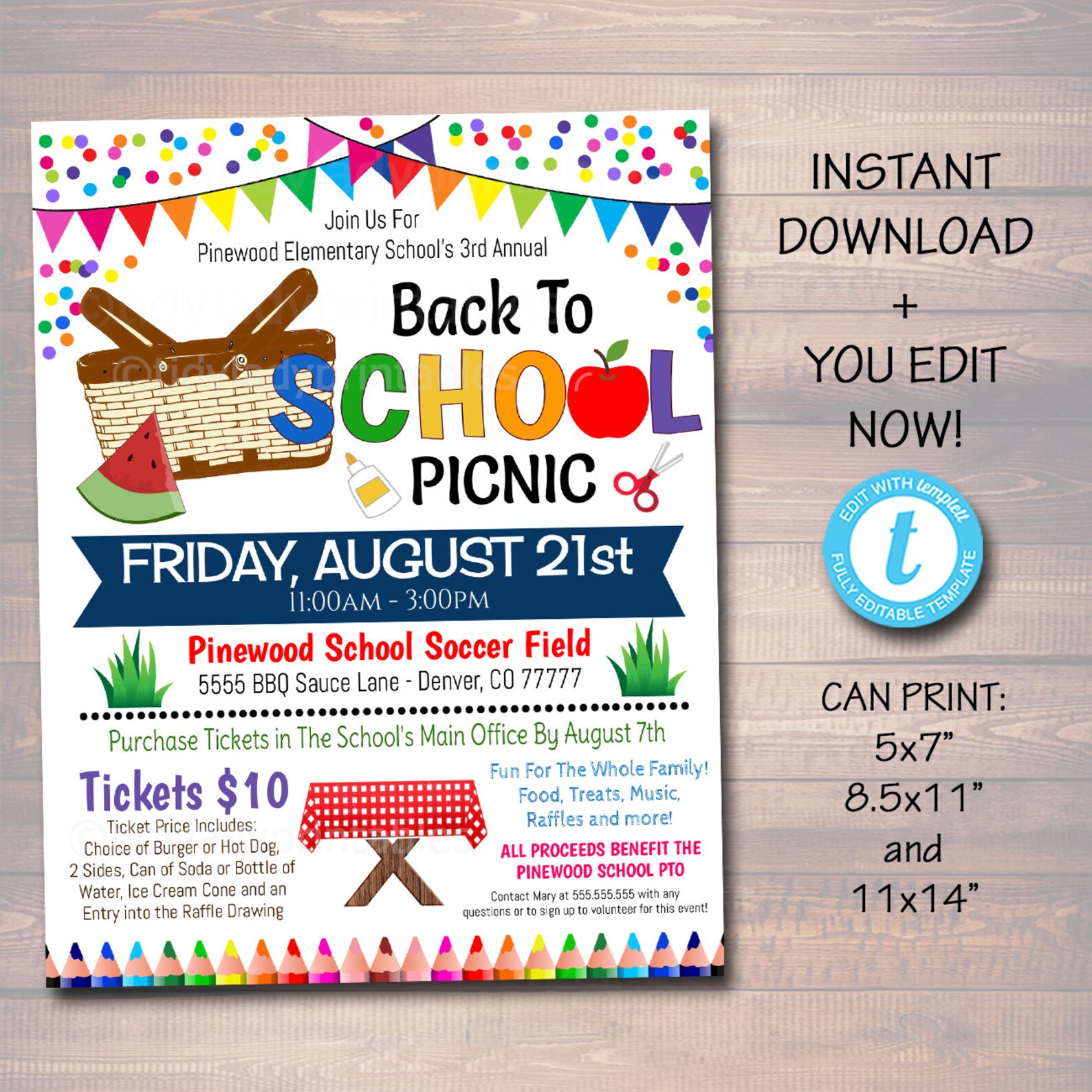 Editable School Picnic Invite: PTA PTO Fundraiser (digital Download) - Etsy