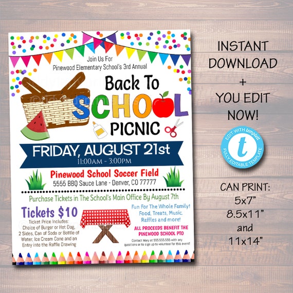 EDITABLE School Picnic Party Invite, Teacher Appreciation Week ...